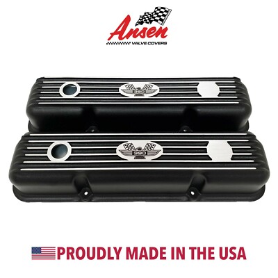 Ford FE 390 American Eagle Finned Short Valve Covers - Black - Ansen ...