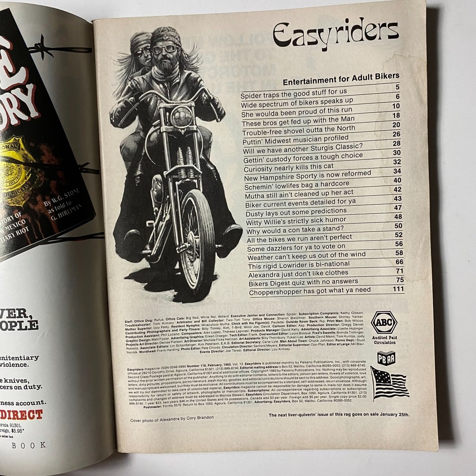 VTG Easyriders Magazine February 1983 A Run For A Great Lady No Label ...