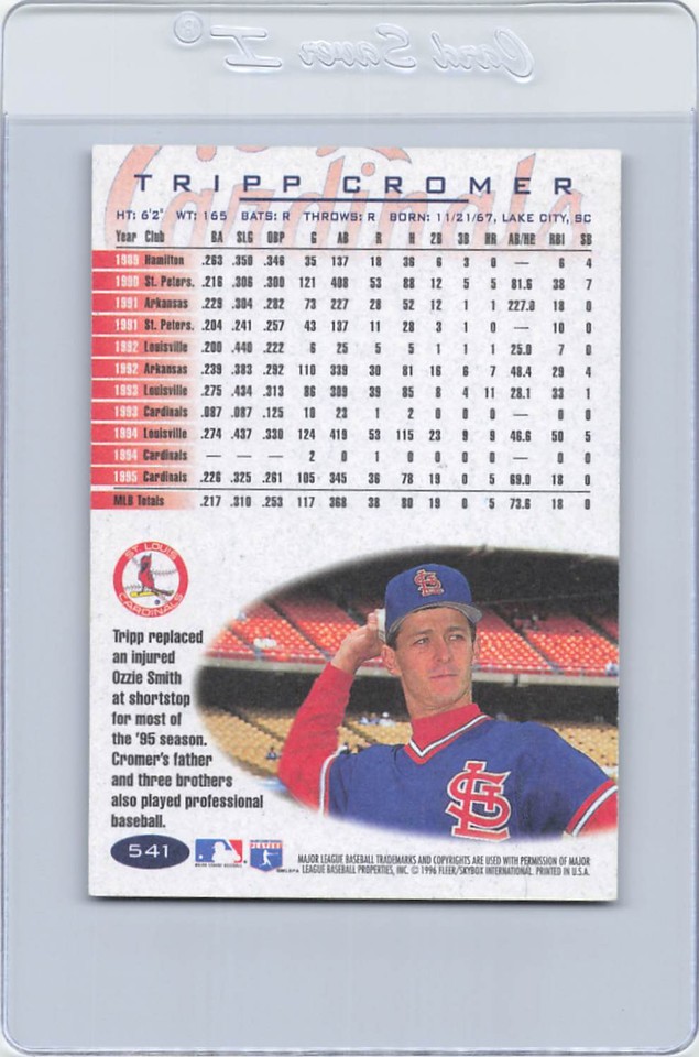 1996 Fleer #541 Tripp Cromer Cardinals Signed Auto *K1267 | eBay