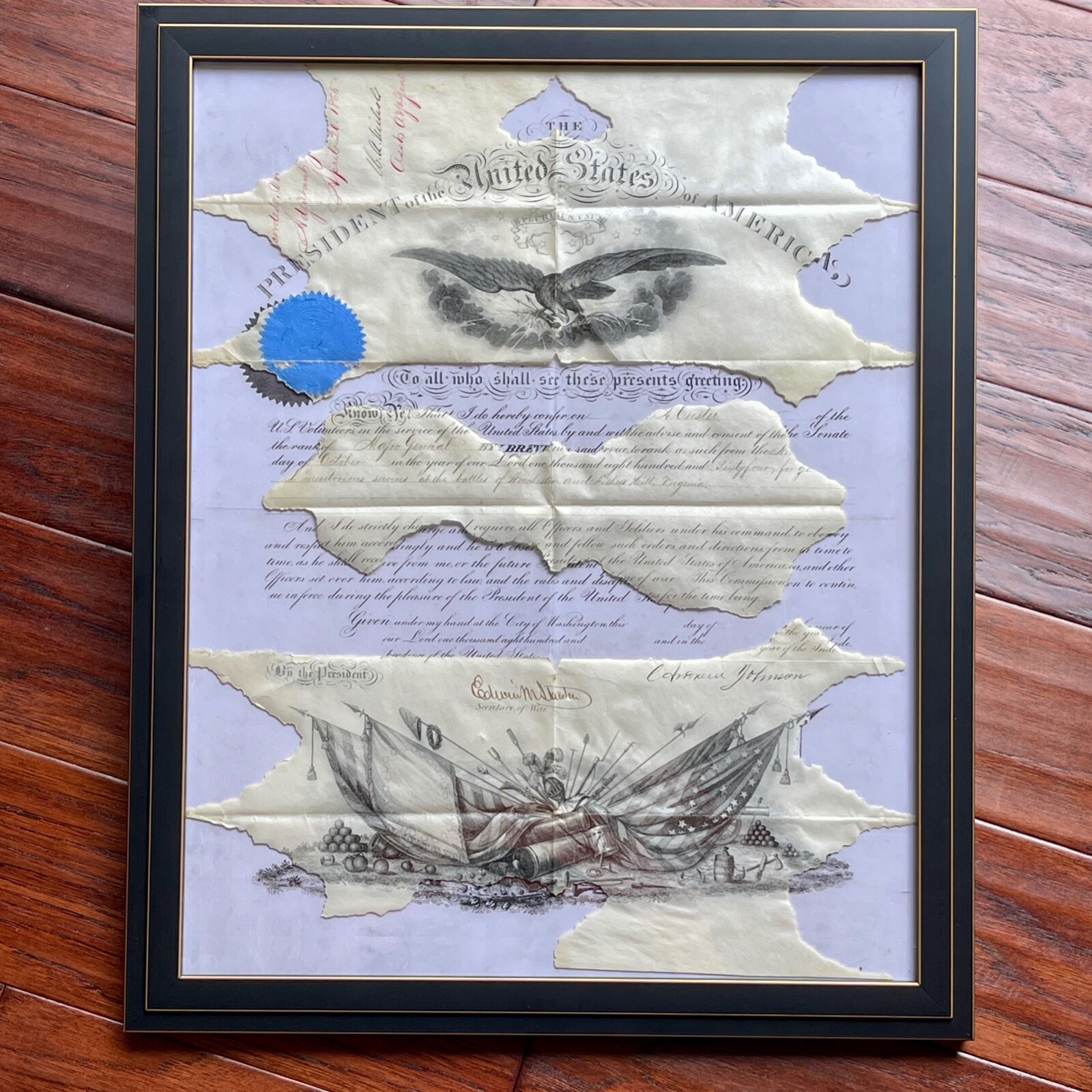 GEORGE CUSTER * PSA * Autograph MAJOR GEN. Promotion Signed by ANDREW ...