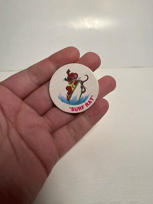 Vntg POG 1990s Surf Rat Water Ocean Beach Cap Milk Bottle Top Hairy ...