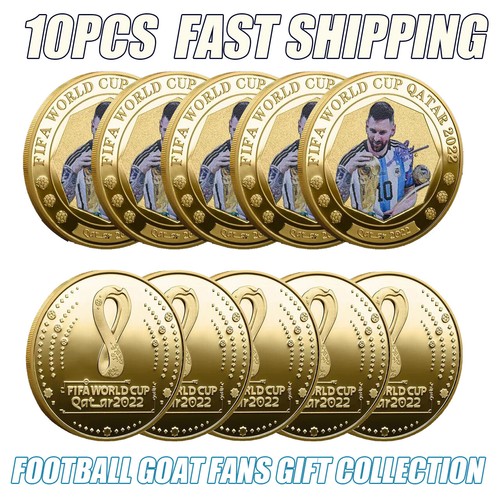 Qatar 2022 World-Cup Messi Signed Gold Coin for Football GOAT Fan Gifts ...