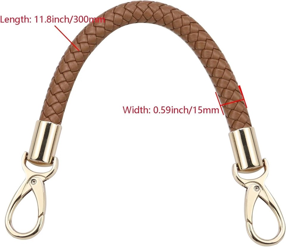 PU Leather Braided Purse Strap 11.8inch Replacement Handle Short ...