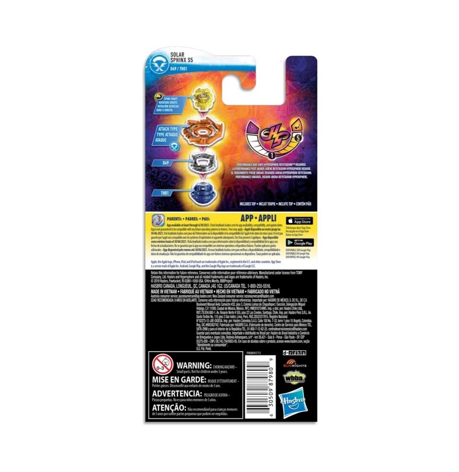 SOLAR SPHINX S5 Beyblade Burst Rise Hyper Sphere Single Right Spin ...