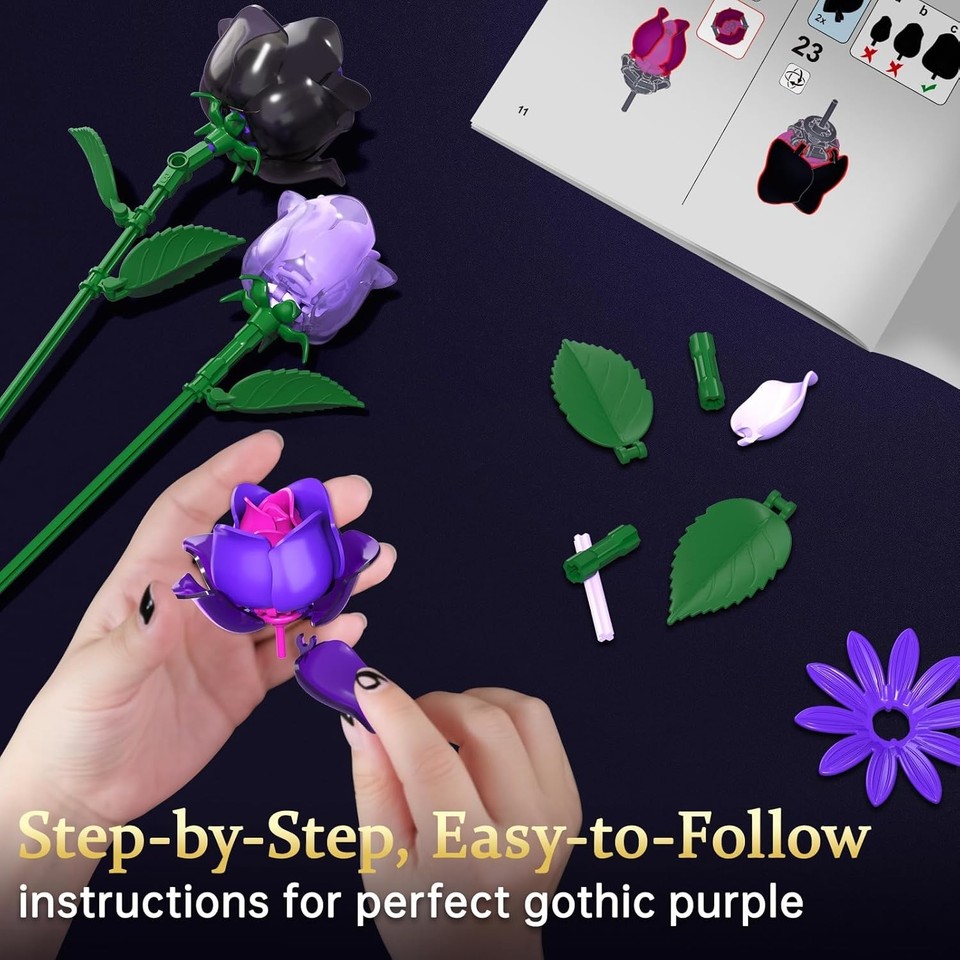 Gothic Rose Bouquet Building Set, Compatible with Lego Flowers ...