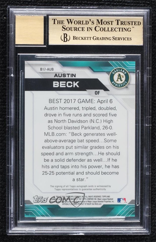 2017 Bowman's Best Best of 2017 Auto Austin Beck #B17-AUB BGS 10 ...