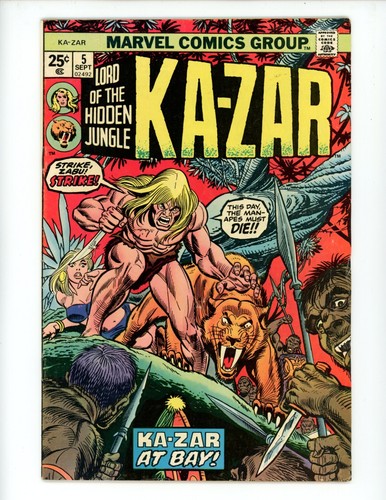 Ka-Zar #5 Comic Book 1974 FN/VF Marvel Bullpen Kaz-Zar MVS Intact ...