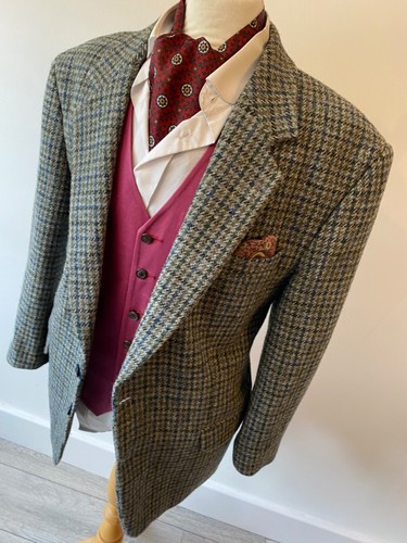 HARRIS TWEED mens GREY RUSTIC DOGTOOTH CHECK MIX SPORTS JACKET BLAZER ...