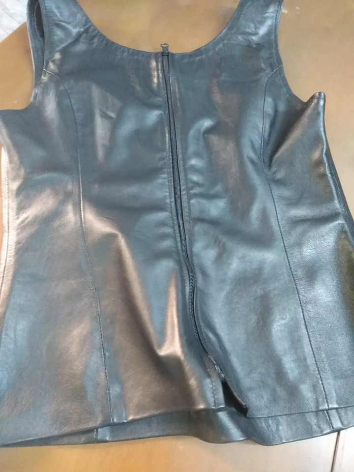 Ledertop ärmellos Ledershirt Echt Leder Schwarz Gr L Brust 94 | eBay.de