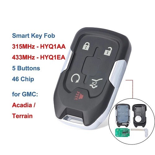 Smart Remote Car Key Fob 5Buttons ID46 Chip for GMC Acadia Terrain ...