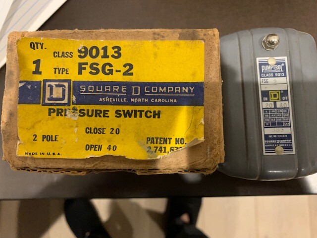 Square D Pressure Switch 9013 Fsg-2 2p Close 20 Open 40 Surplus for ...