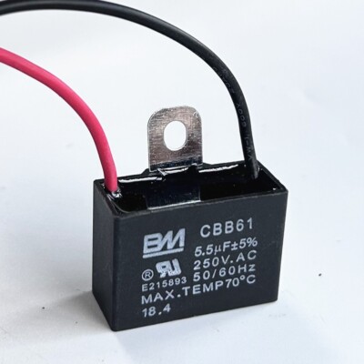 CBB61 5.5mfd 5.5uf 5.5 uF 250V VAC FanMOTOR START Capacitor 2 WIRES US ...