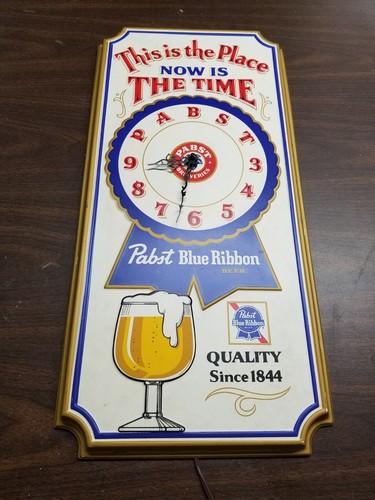 1979 VINTAGE PABST BLUE RIBBON BEER SIGN WALL CLOCK PBR Bar Works ...