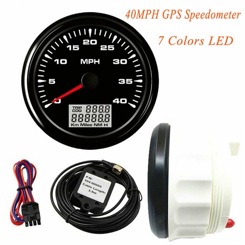 85mm 3-3/8" GPS Speedometer 40MPH Odometer 7 Colors LED for Car Marine ...
