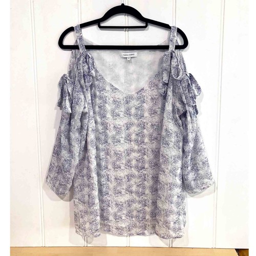 Table Eight Womens Sheer Floral Top with Silver Thread built in ...