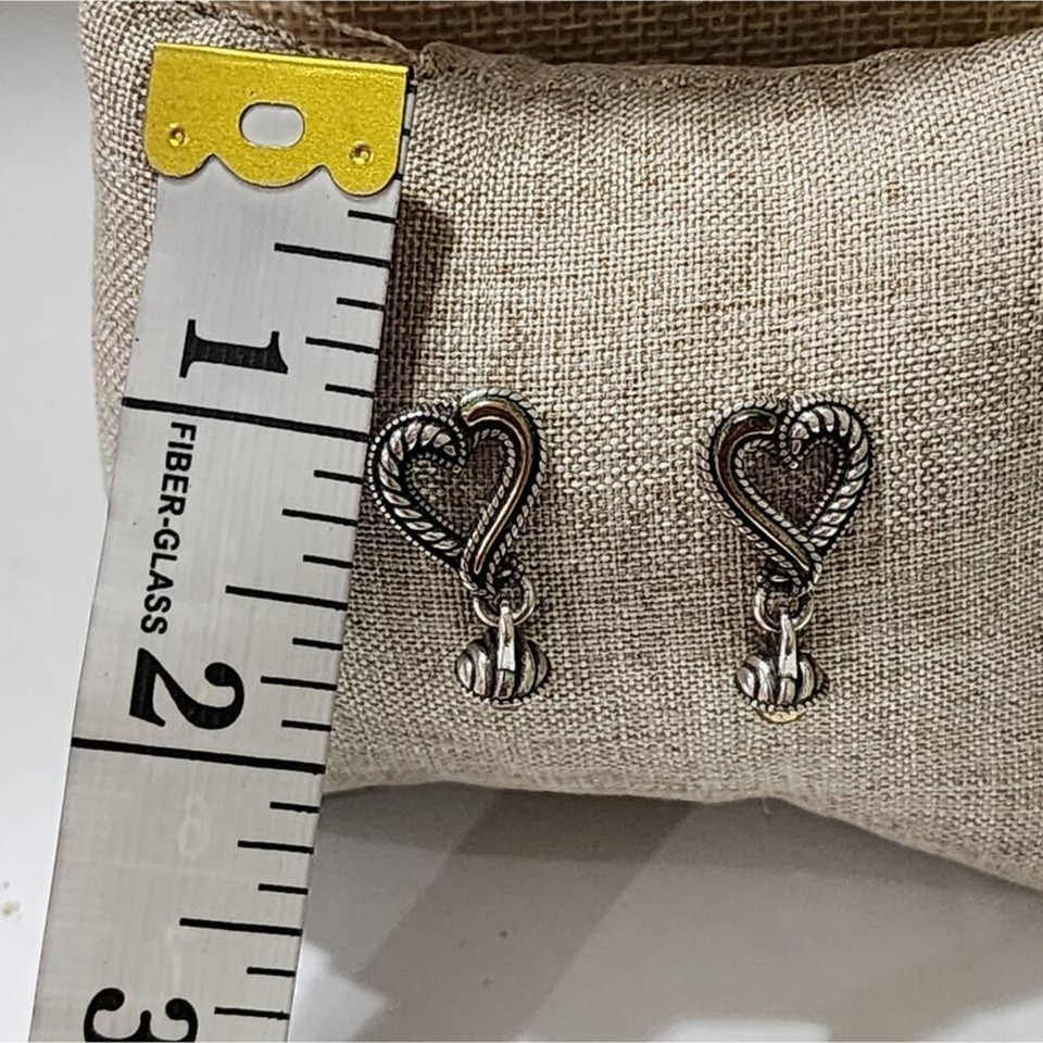 Brighton filigree silver plated Mixed Metals Heart dangle drop earrings ...