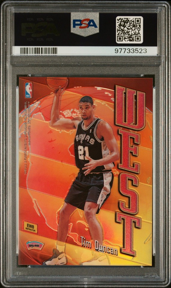 1998 TOPPS EAST - WEST REFRACTOR #EW8 KEITH VAN HORN/TIM DUNCAN PSA 10 ...
