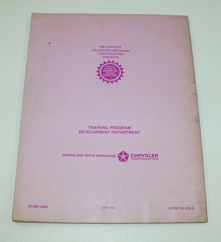 1983 Chrysler Dodge Ram 5.2L / 5.9L Driveability Test Procedures Manual ...