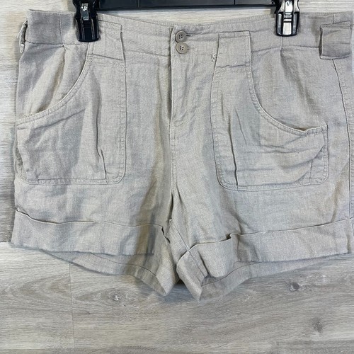 Per Se Shorts Womens Size 8 Beige Linen Resort Summer Beach Casual ...