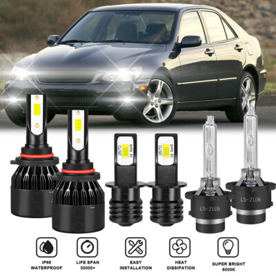 For Lexus IS300 2003-2005 6000k HID LED Headlight Bulbs Hi/Lo Beam+Fog ...