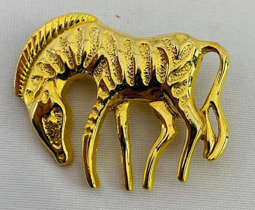 Zebra Gold Tone Textured Pin | eBay