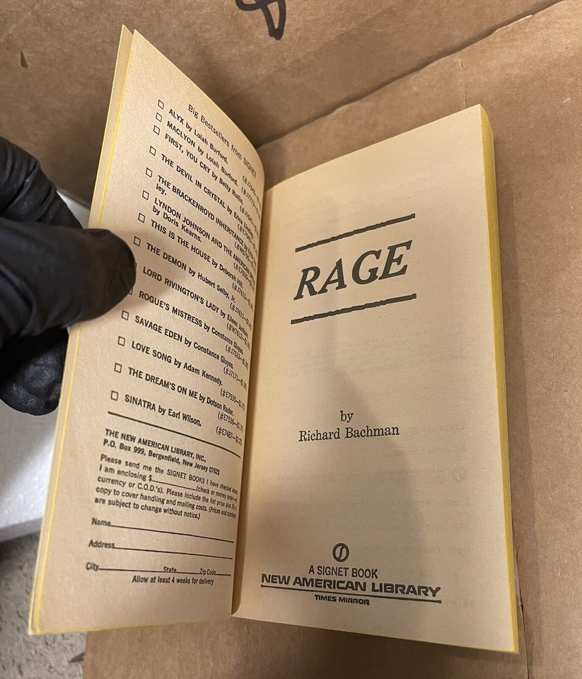 RAGE by Richard Bachman (Stephen King) TRUE 1st Edition Print (1977 ...