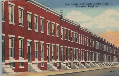 Row Houses White Marble Steps Exterior Building Baltimore Maryland 1951 ...