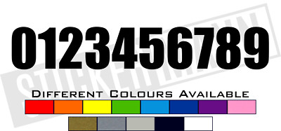 6 x ROAD RACING ACU RACE NUMBERS STICKER SET - DIFFERENT COLOURS ...