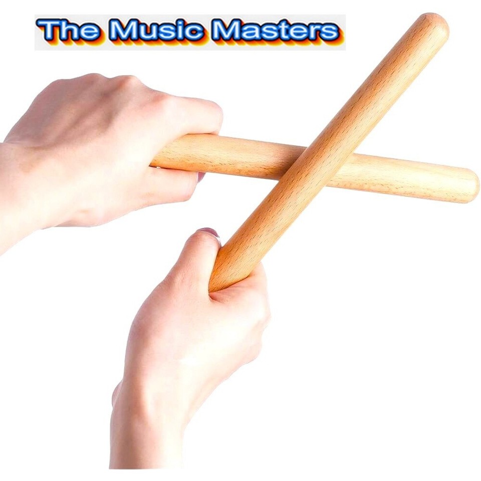 Pair 10 inch Wood Claves HQ Percussion Instrument Latin Folk Hand Clave ...