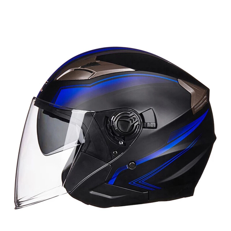 DOT Motorcycle Open Half Face Helmet Motobike 3/4 Scooter Bike Helmets ...