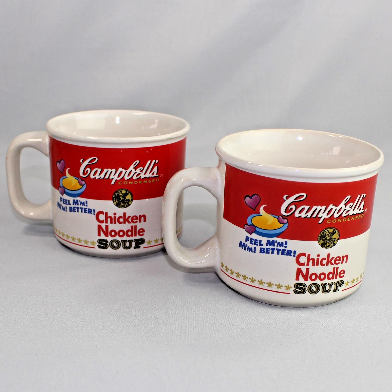 Pair of Campbells Chicken Noodle Soup Mugs Feel Mm Mm Better 1997 Not ...