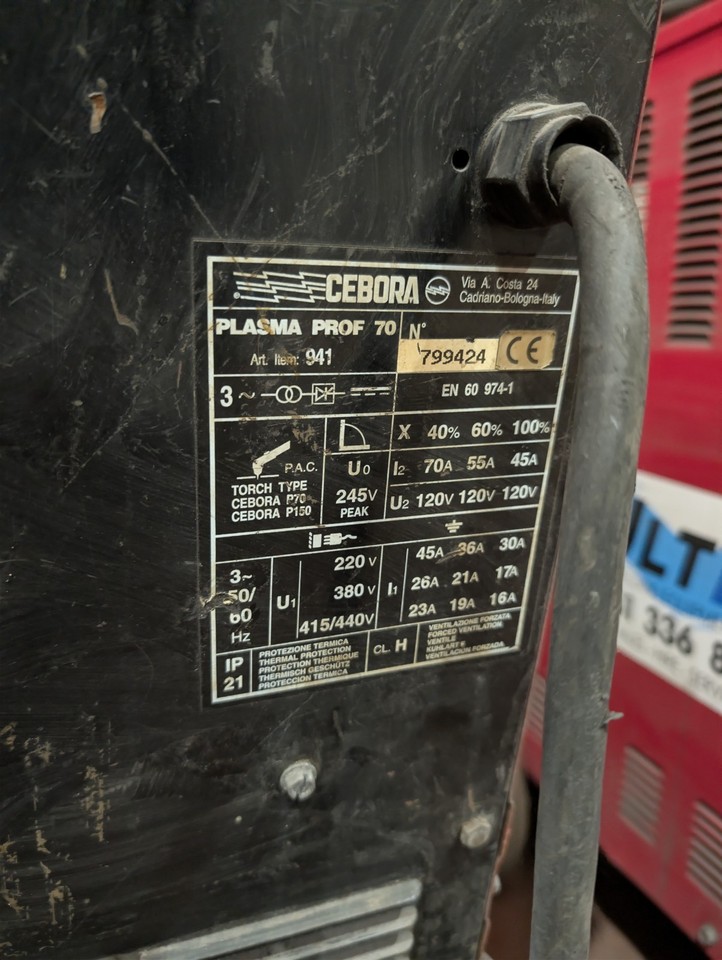 Cebora Plasma Prof 70 Plasma Cutter - 70 Amp / 25mm Cut (Italian / 3 ...
