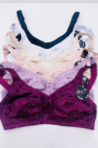 LOT 6 Women Satin Full Coverage Comfort Unlined Wireless Wire Free Mama ...