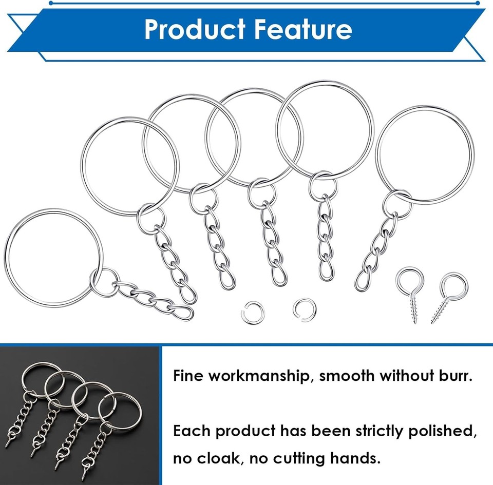 420Pcs 1" 25mm Keychain Making Kit, Including 140Pcs Keychain Rings ...