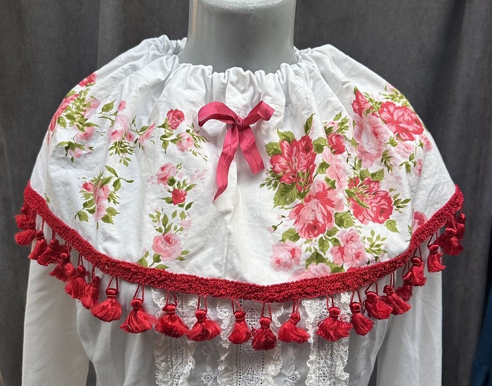 Vtg clown Ruff costume collar Ruffle Clowncore Roses Cottage Coquette ...