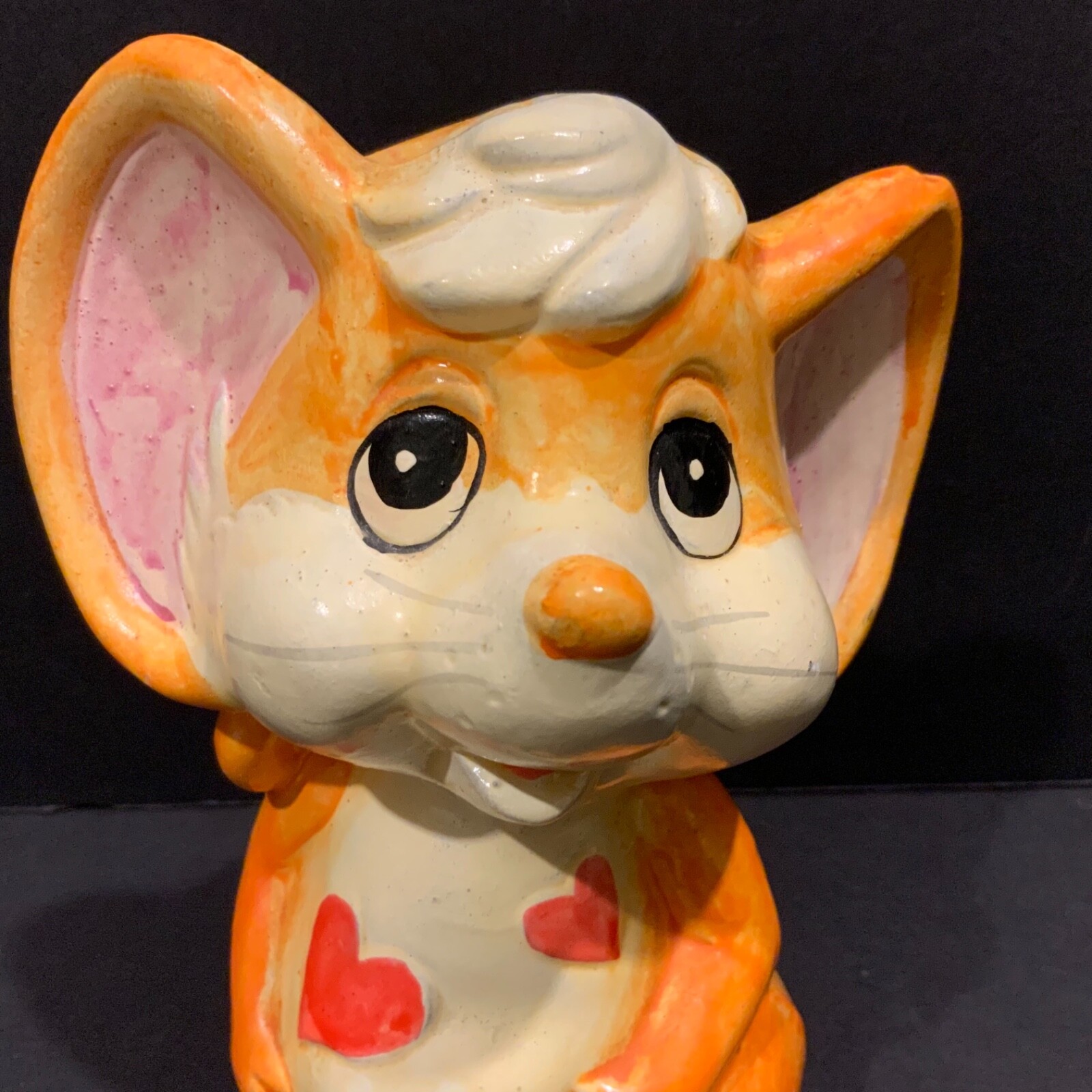 Vintage Paper Mache Mouse Bank Orange with Red Hearts No Stopper | eBay