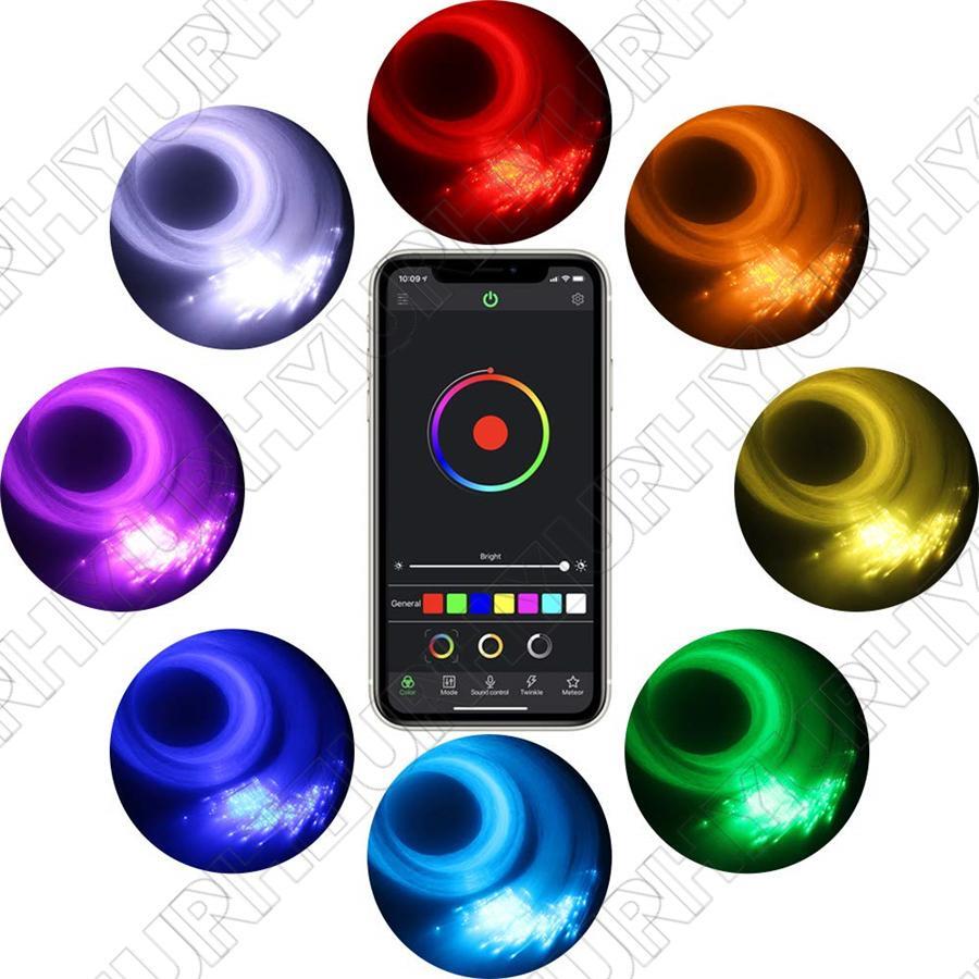 12V 6W RGB LED Plastic Fiber Optic Light Car Roof Star Lights RF Remote ...