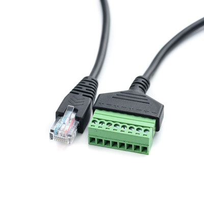 RJ45 Ethernet Male To 8 Pin AV Terminal Spring Adapter Cable Cord Plug ...