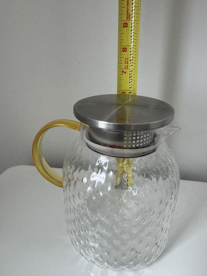 Borosilicate Glass Stainless Steel Pitcher W Lid Bore Design Cold Hot ...