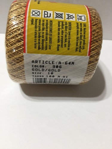 J&P Coats Metallic Knit Cro-Sheen Gold Color Size 10 Crochet Thread | eBay