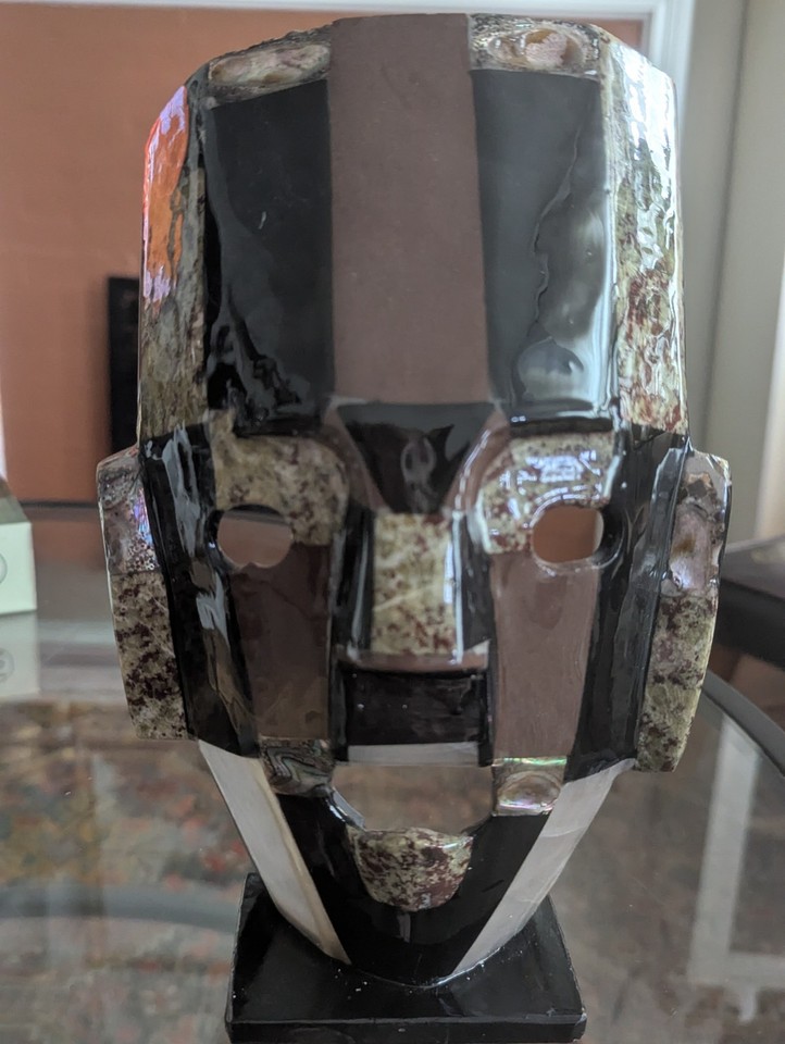 Mexican Mayan Aztec Death Burial Mask Abalone Mosaic Art Sculpture ...
