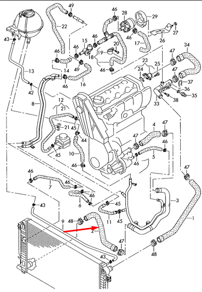 Volkswagen Crafter 2e Upper Radiator Coolant Pipe Hose 2E0122051 ...