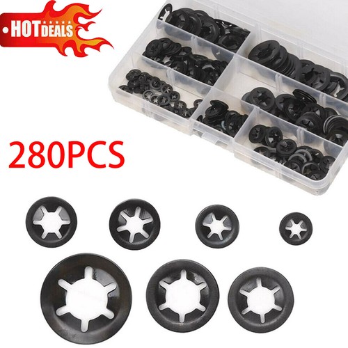 280Pcs Push On Locking Washers Speed Clips Fasteners Internal Tooth ...
