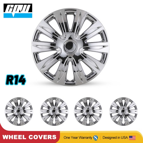 14" Set of 4 Chrome Wheel Covers Snap On Full Hub Caps For R14 Tire ...