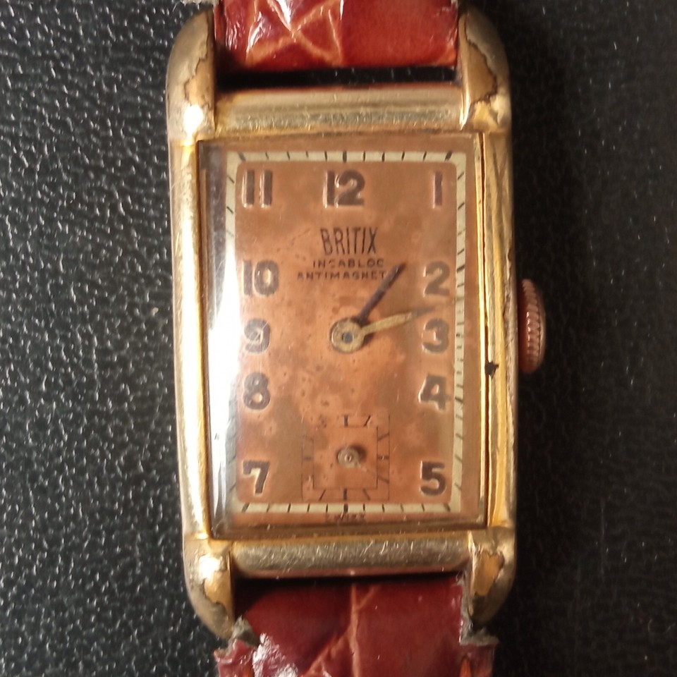 BRITIX Rectangular Tank Art Deco Manual Wind Vintage 20mm Wristwatch | eBay