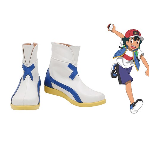 Pokémon Ash Ketchum Shoes Cosplay Men White Boots | eBay