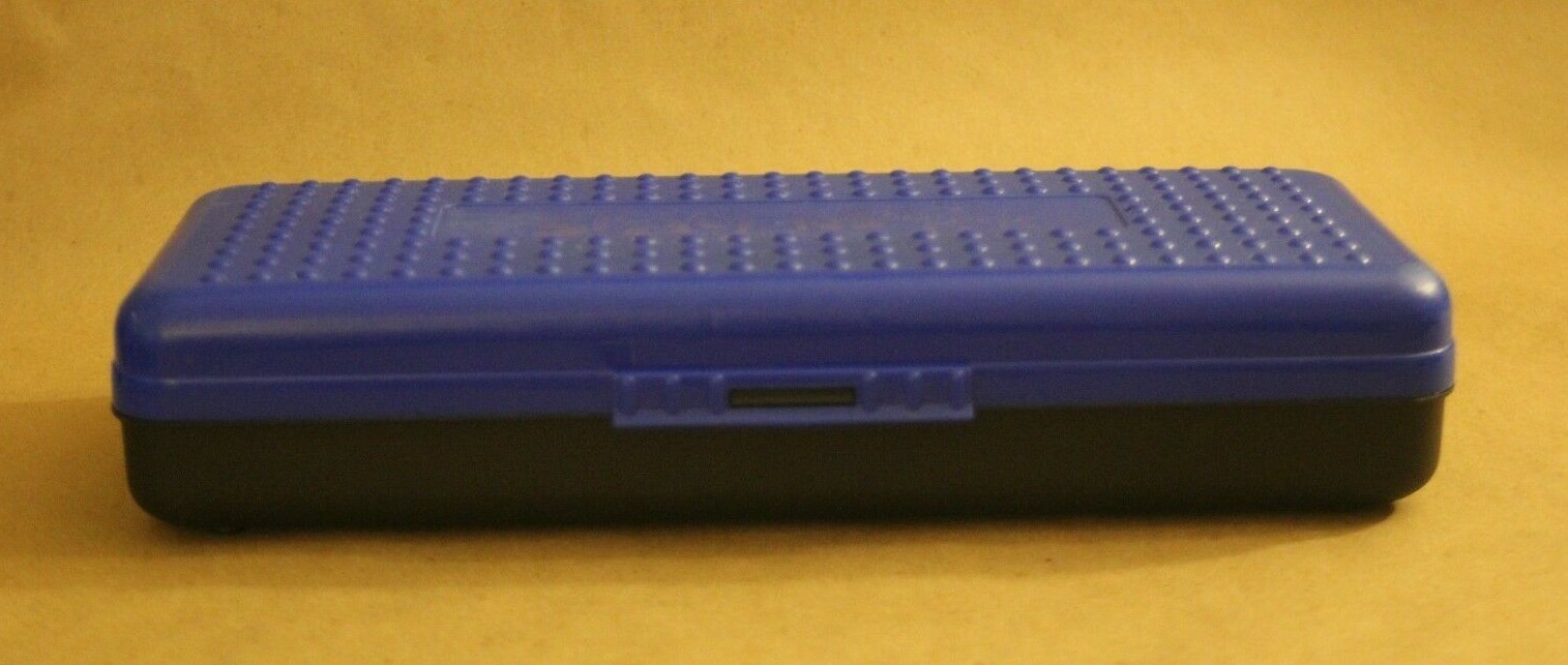 Spacemaker Extra Long Pencil Box Blue & Black Vintage 90's Plastic ...