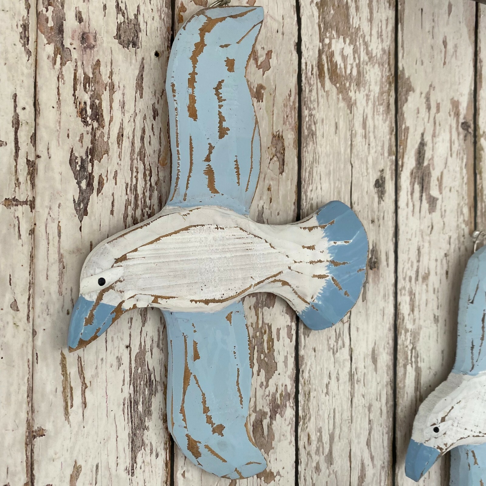 Wood Seagull Wall Plaques - Set of 2 - Hand Made Bird Decor - Nautical ...