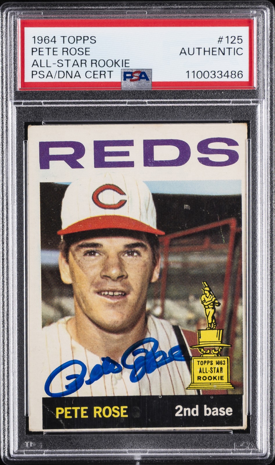 1964 TOPPS ALL-STAR RC #125 PETE ROSE ROOKIE RC PSA AUTHENTIC AUTO ...