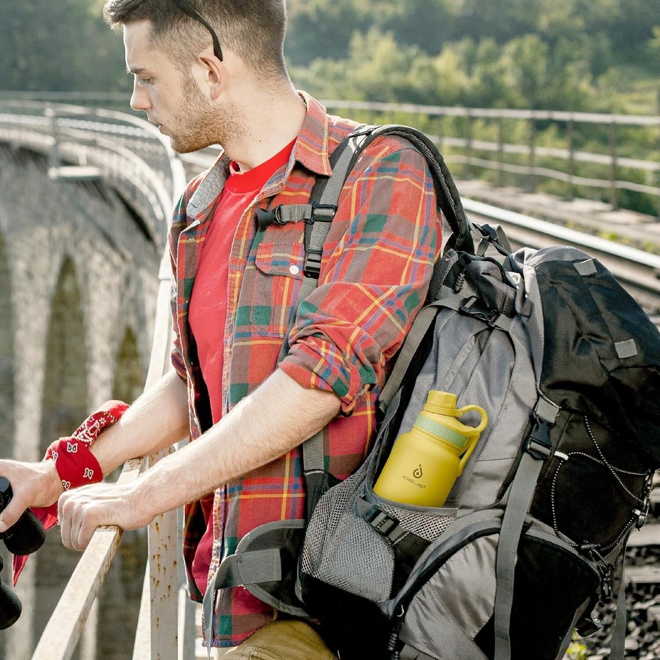 Vacuum Insulated Water Bottle, 32 oz Stainless Steel Bottles with Straw ...